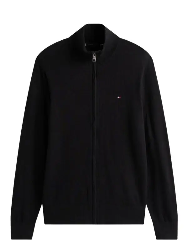 Tommy Hilfiger Embroidered Logo Zip-up Jumper - Black