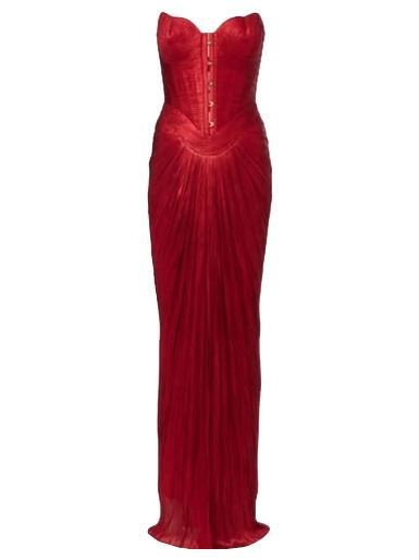 MARIA LUCIA HOHAN Kiera Silk Tulle Corset Gown - Red