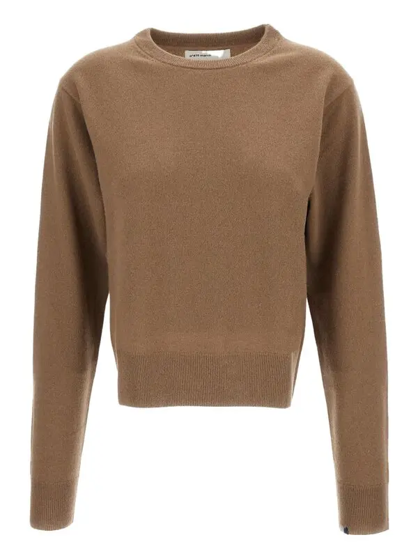 Extreme Cashmere Crew-neck Long-sleeve Sweater With Ribbed Trim - Brown