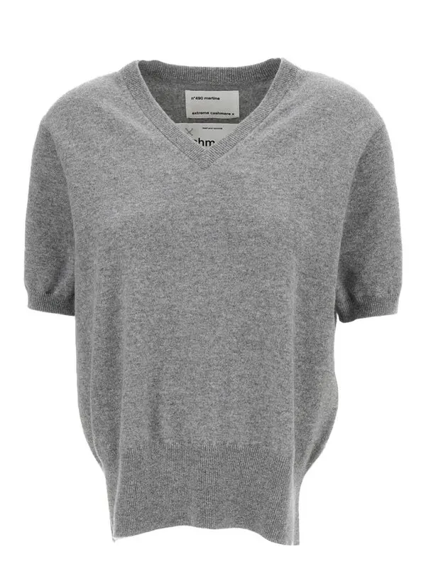 Extreme Cashmere V-neck Short Sleeve Sweater - Grey