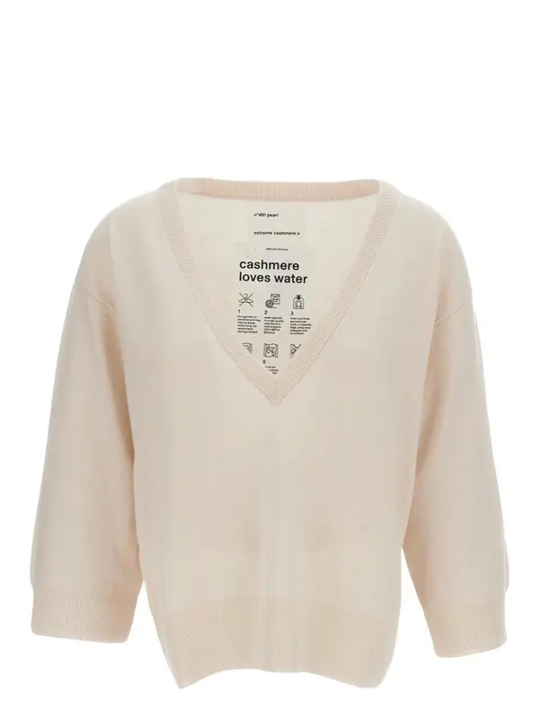 Extreme Cashmere V-neck 7/8 Sleeve Sweater - Nude