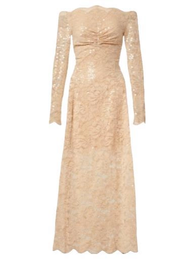 Rabanne Sequin Lace Off-shoulder Maxi Dress - Nude