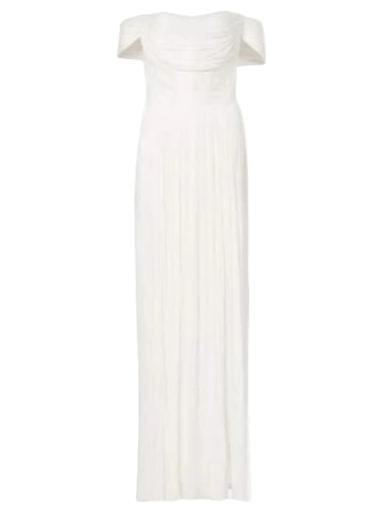 MARIA LUCIA HOHAN Sharon Off-shoulder Silk Gown - White