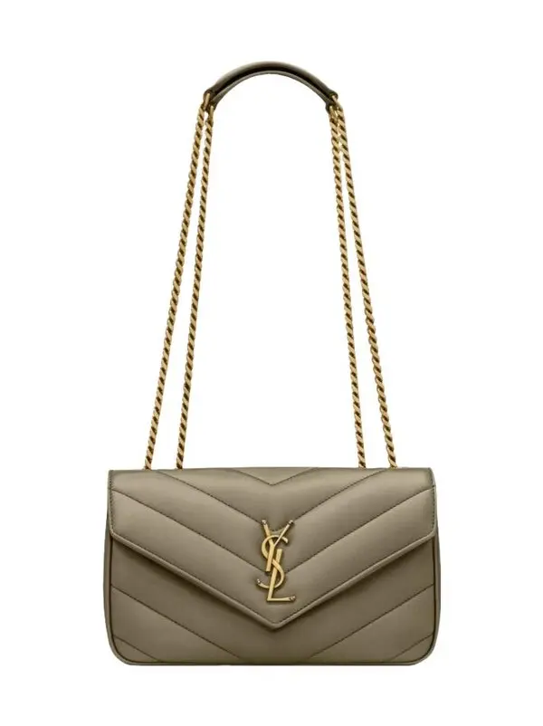 Saint Laurent Loulou Small Matelassé Lambskin Shoulder Bag - Dark Moss