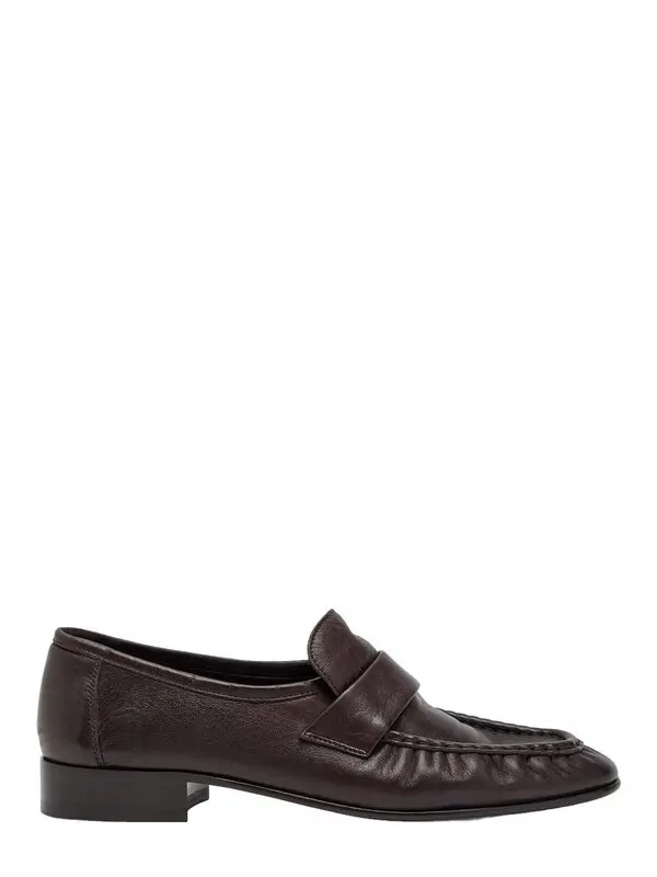 THE ROW Soft Leather Loafers - Brown
