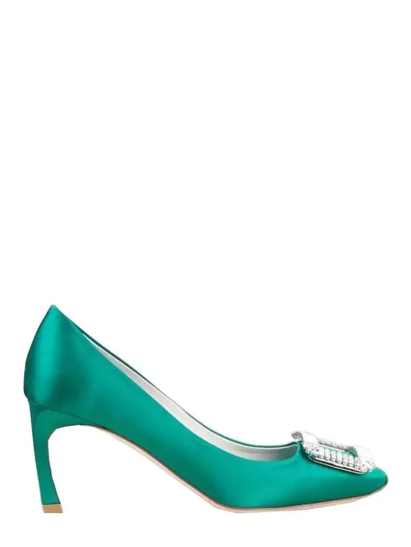 ROGER VIVIER Trompette Crystal Buckle High Heel Pumps - Green
