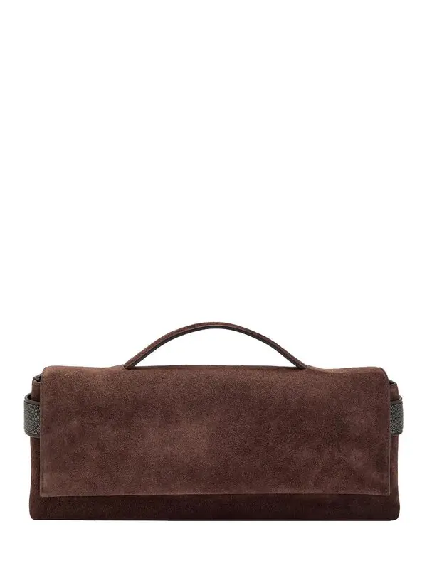 Brunello Cucinelli Suede Top Handle Bag - Chocolate