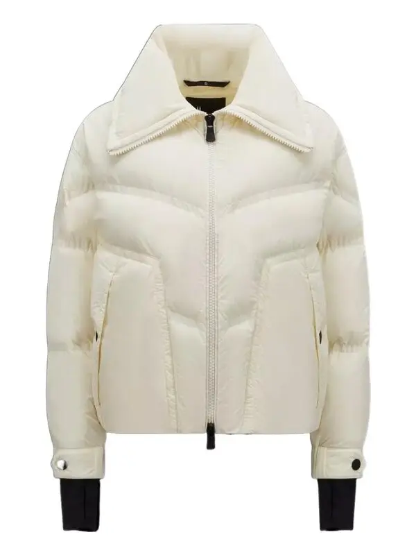 Moncler Short Down Jacket With Teddy Wool Lining - White