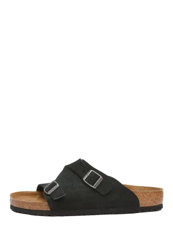 BIRKENSTOCK Zürich Double Buckle Suede Slides - Black