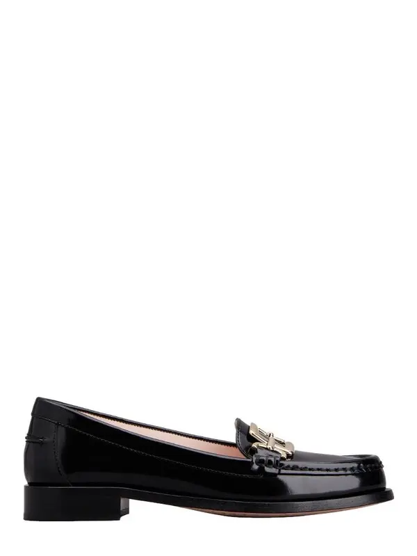 ROGER VIVIER Metal Buckle Patent Leather Loafers - Black