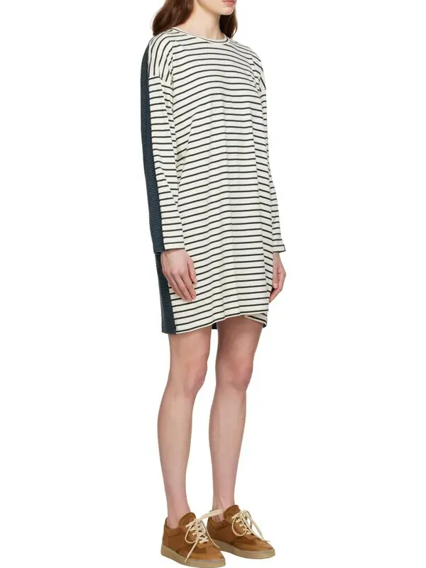 MAISON MARGIELA Two-tone Striped Long Sleeve T-shirt Dress - Gray