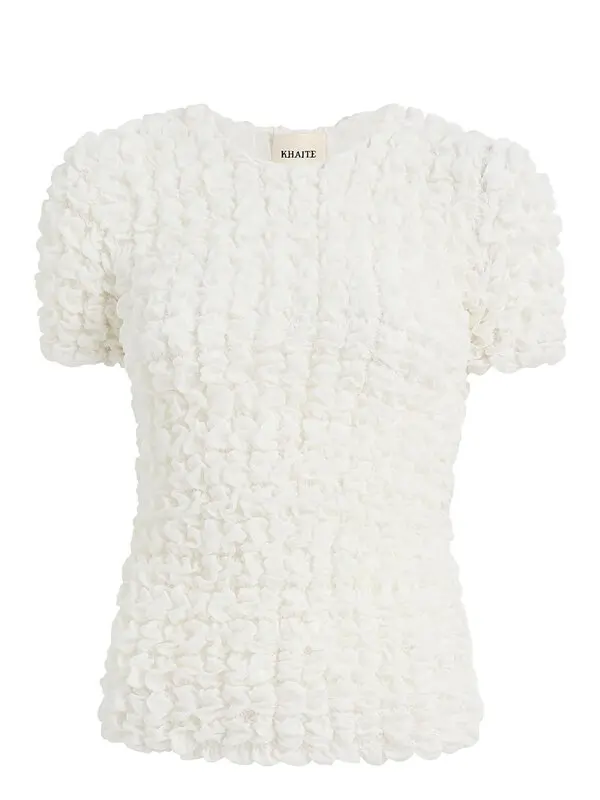 Khaite Polly Ruched Silk Chiffon Top - Chalk