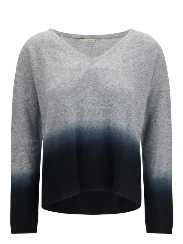MIRROR IN THE SKY V-neck Cashmere Sweater With Gradient Finish - Grey