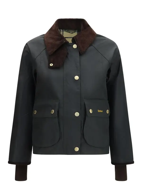 Barbour Beadnell Cropped Waxed Jacket - Green