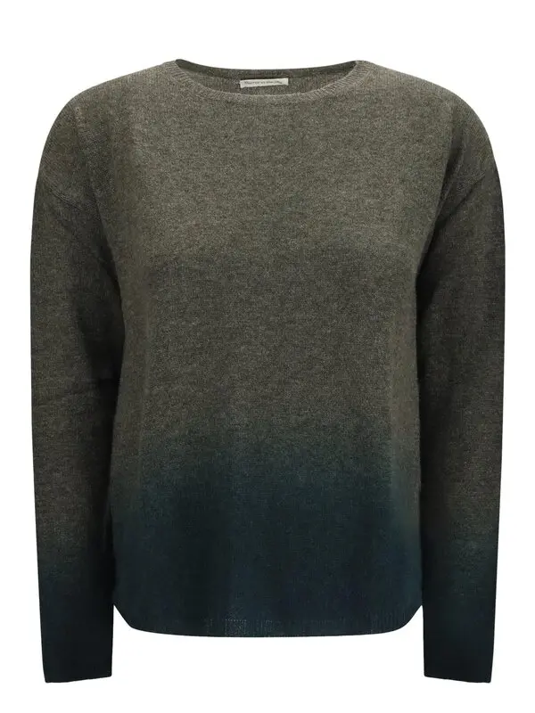 MIRROR IN THE SKY Gradient Cashmere Crewneck Sweater - Green