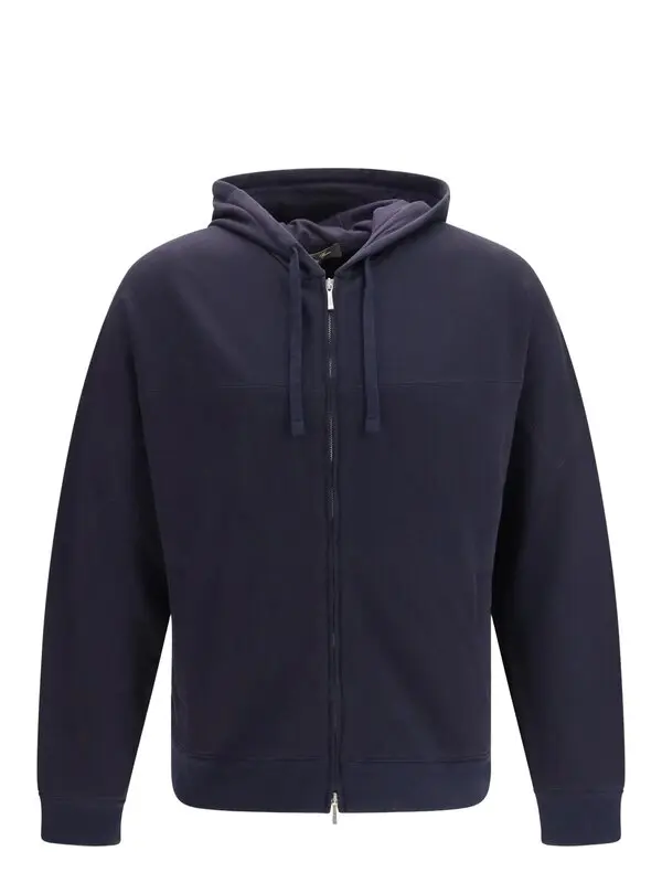 Loro Piana Cotton And Cashmere Bomber Hoodie - Blue