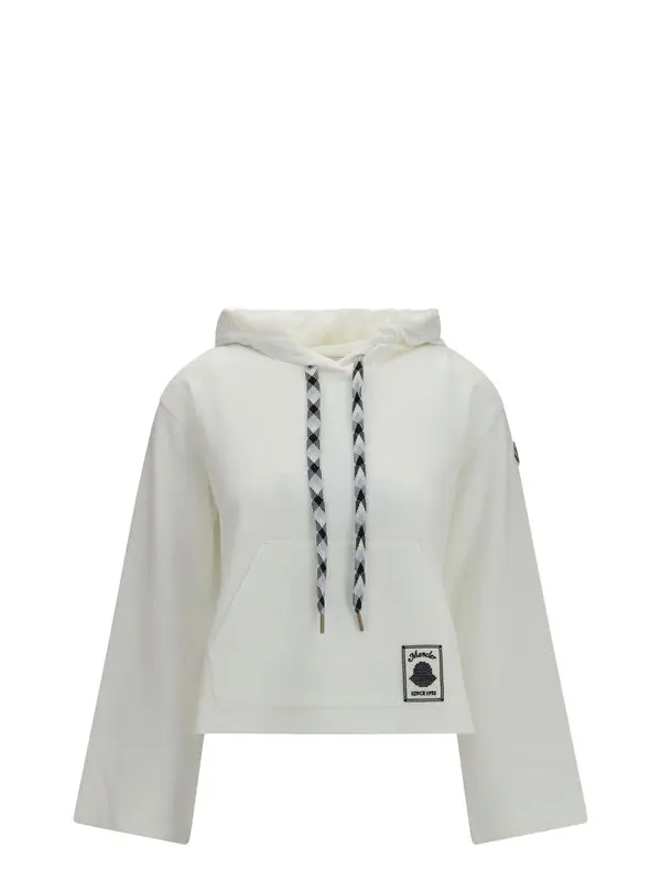 Moncler Cotton Blend Cropped Hoodie - White