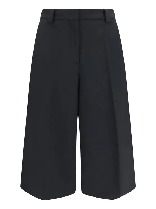THE LATEST E-dakota 3120 Wool-blend Wide-leg Pants - Black