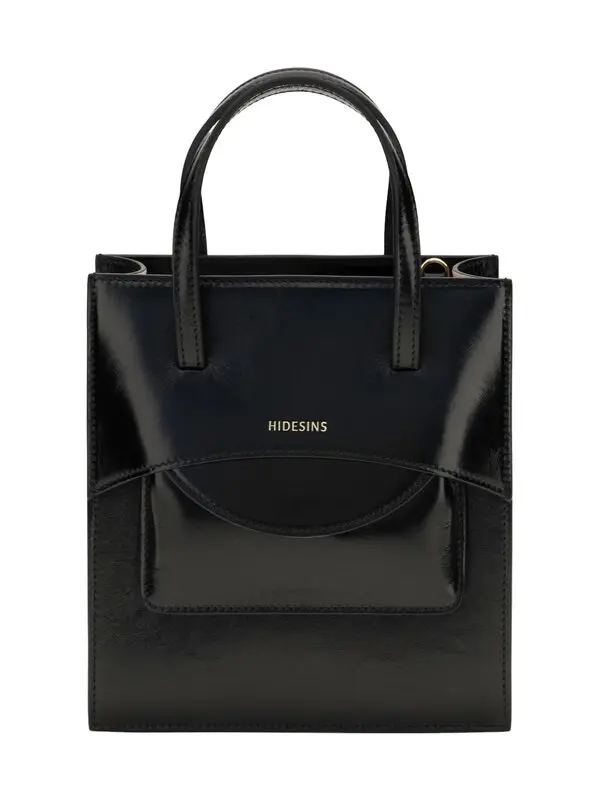 HIDESINS Leather Top Handle Handbag With Pouch - Black