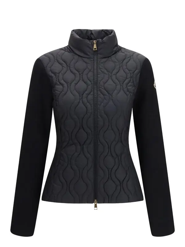 Moncler Quilted Cotton Cardigan With Zip Closure - Black
