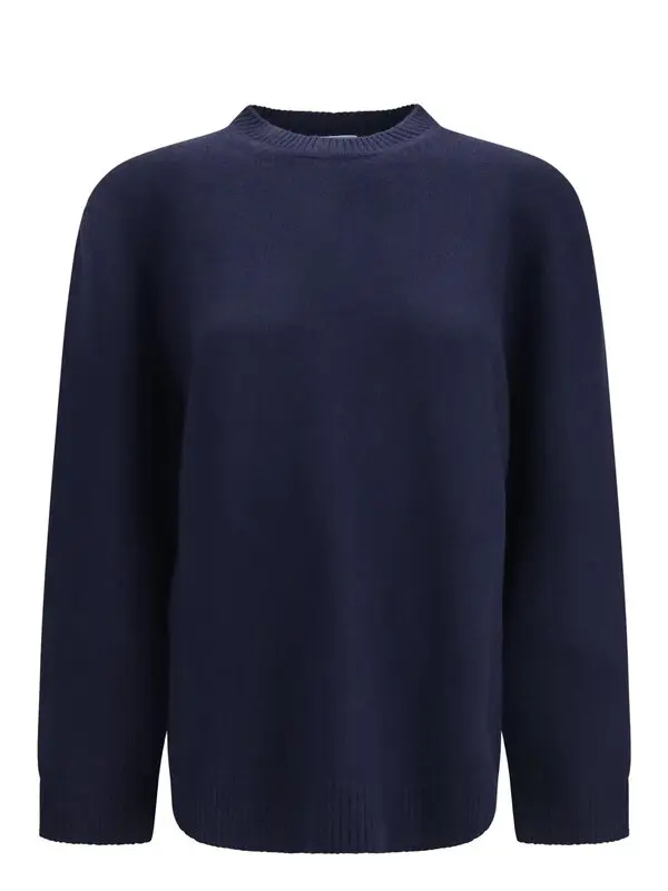 Prada Crewneck Sweater With Suede Elbow Patches - Blue