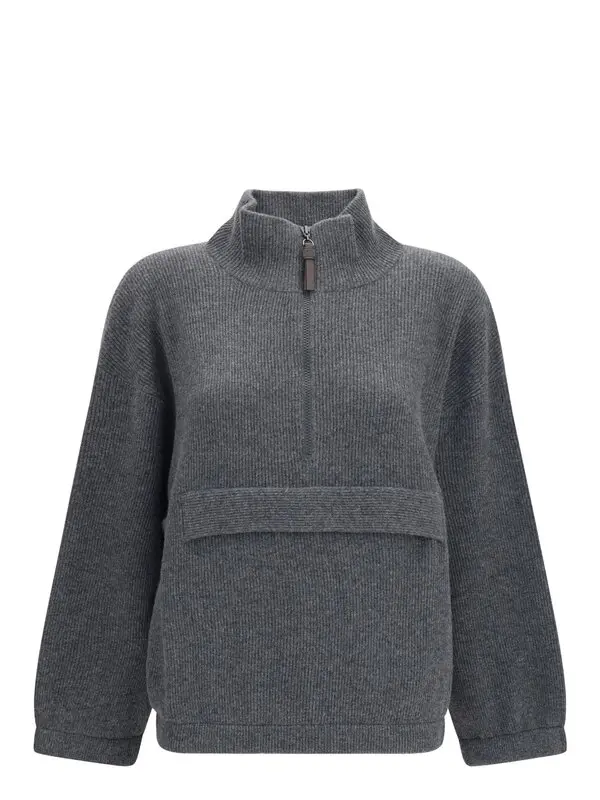 Brunello Cucinelli Cashmere Half-zip Sweater - Grey