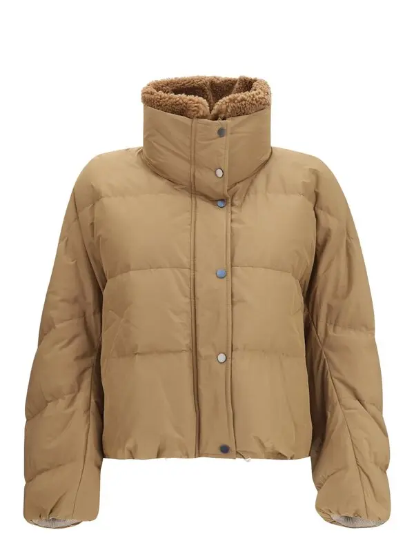 Brunello Cucinelli Padded Jacket With Shearling Collar - Beige