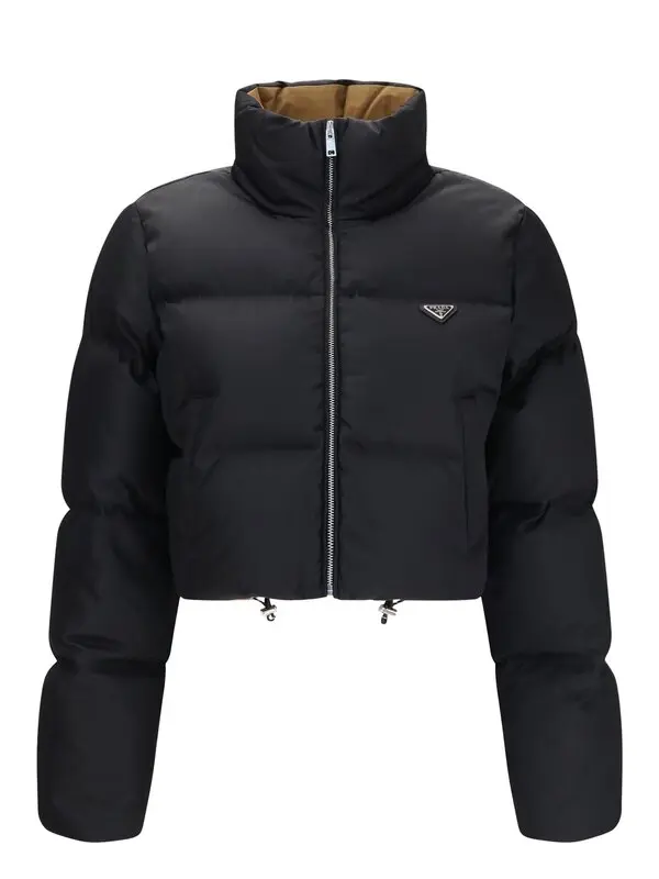 Prada Re-nylon Cropped Down Jacket - Black