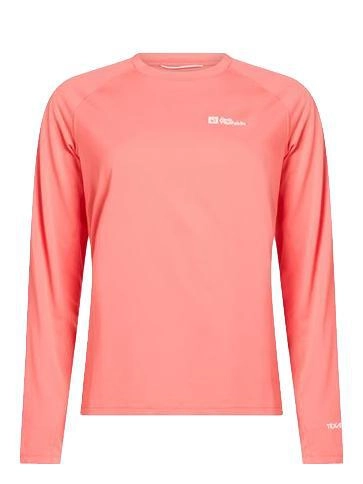 JACK WOLFSKIN Coral Polyester Athletic Long Sleeve T-shirt - Red