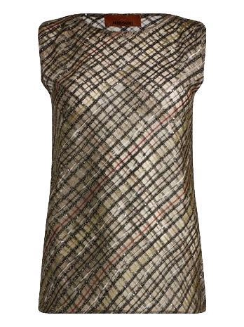 Missoni Sleeveless Striped Sequined Tulle Top - Green