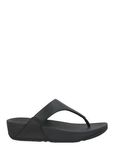 Fitflop Leather Wedge Thong Sandals - Black