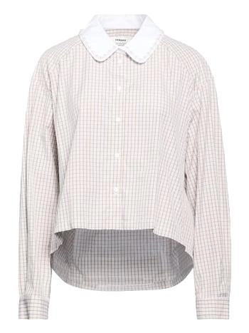 Sandro Checked Cotton Shirt With Peter Pan Collar - Beige
