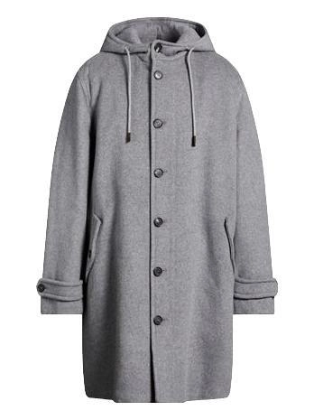 Montedoro Single-breasted Wool Blend Coat With Hood - Grey