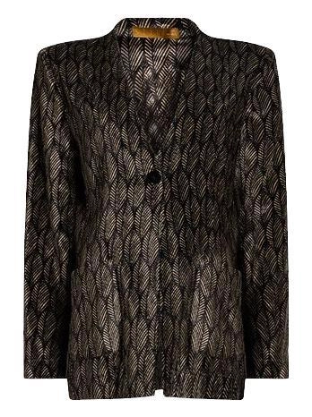 SIYU Single-breasted Floral Print Velvet Blazer - Black