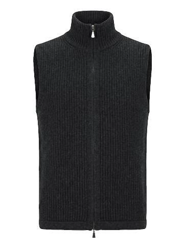 Alpha Studio Ribbed-knit Wool Cashmere Vest - Grey