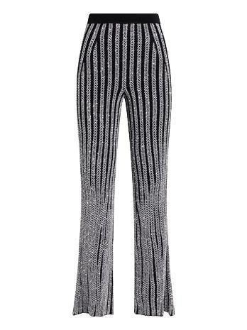 Missoni Flared Knit Pants With Sequins - Silver