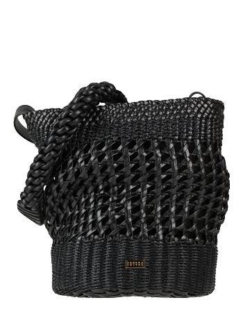 SERENA UZIYEL Woven Leather Bucket Bag - Black