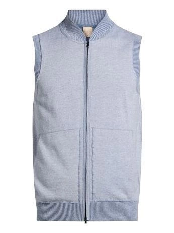 H953 Slate Cotton Knit Zip-up Vest - Blue