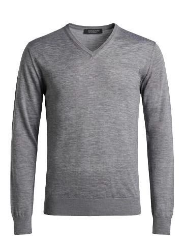 ARAGONA Cashmere Silk V-neck Sweater - Grey