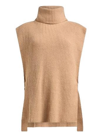CARACTÈRE Sleeveless Ribbed Knit Turtleneck - Beige