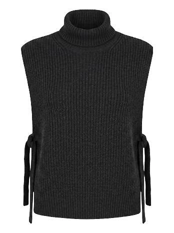 CARACTÈRE Sleeveless Ribbed Knit Turtleneck - Grey