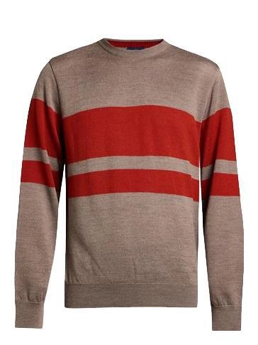 Paul & Shark Taupe Virgin Wool Crewneck Sweater - Grey