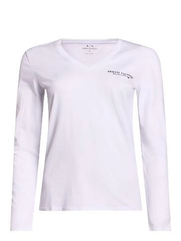 Armani Exchange Cotton V-neck Long Sleeve T-shirt - White