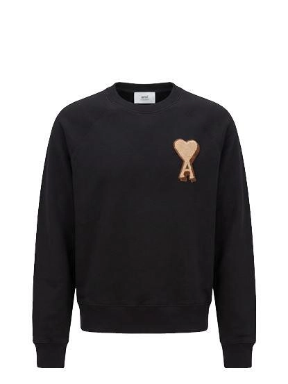 AMI Paris Cotton Sweatshirt With Appliqué Logo - Black
