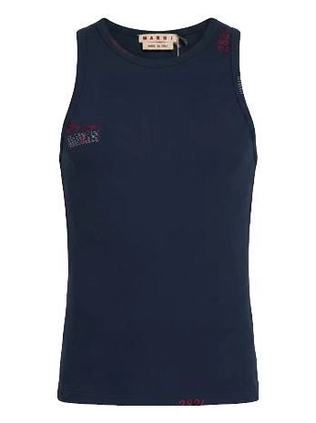 Marni Cotton Elastane Ribbed Tank Top - Navy
