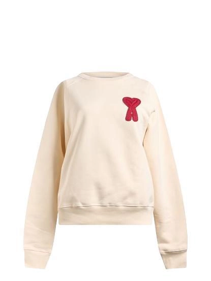 AMI Paris Organic Cotton Sweatshirt - Cream