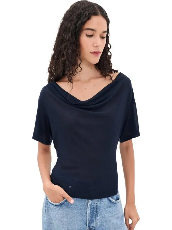 EB DENIM Madeo Cowl Neck Tee - Navy