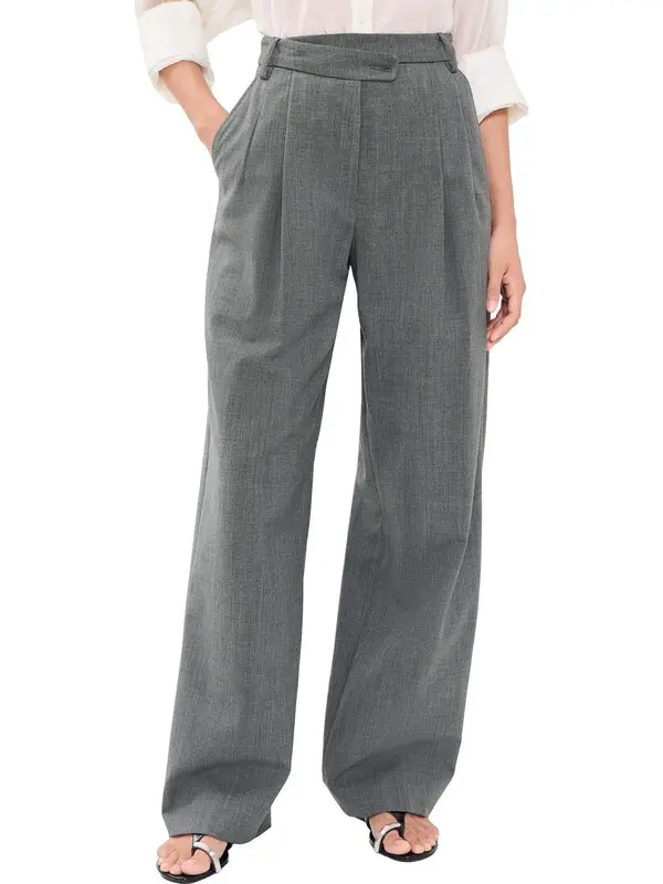 THE LATEST Dina Gabardine Trousers - Grey Melange