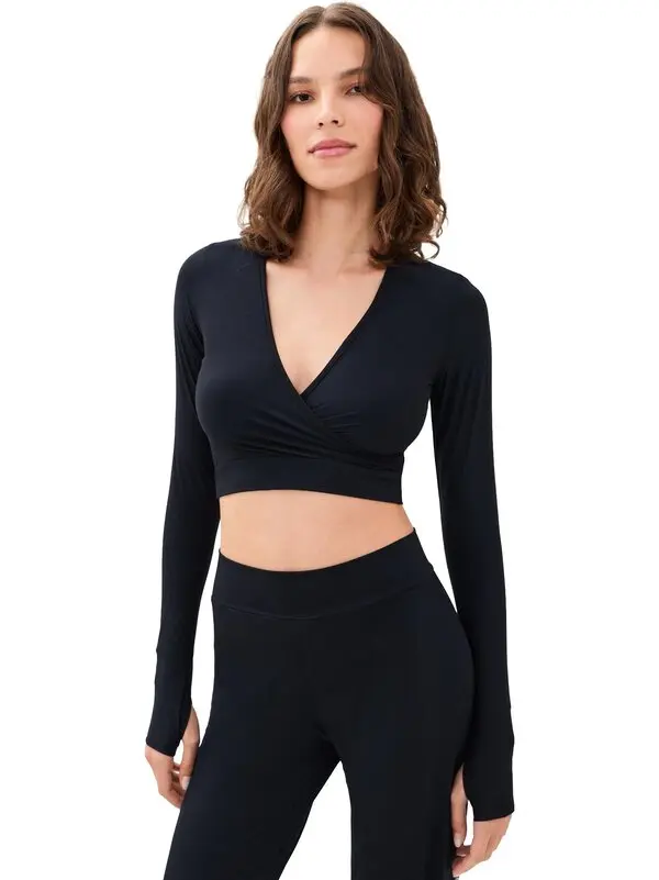 Commando Butter Wrap Top With Thumbholes - Black