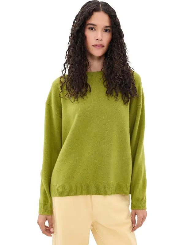 Staud Serrano Cashmere Relaxed Crew Pullover - Pear